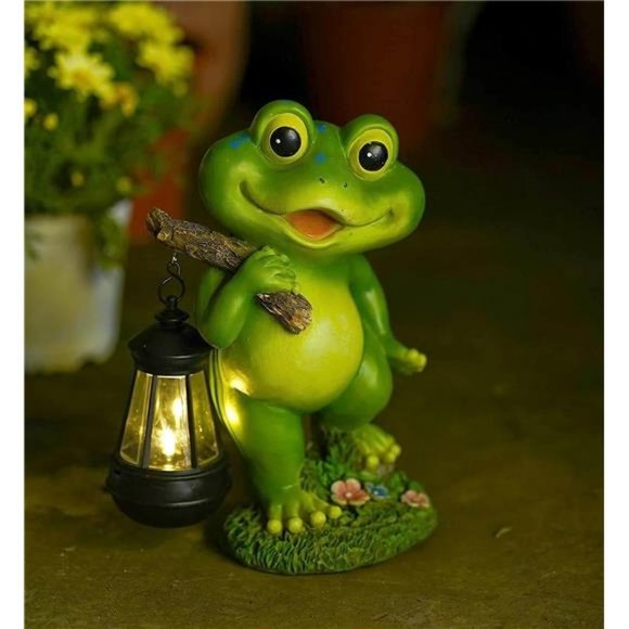 Accents | Frog Garden Decoration With Solar Lantern Resin Solar Frog ...